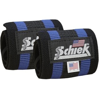 Schiek Sports Blue Line Heavy-Duty Reinforced Wrist Wraps - Black/Blue ...