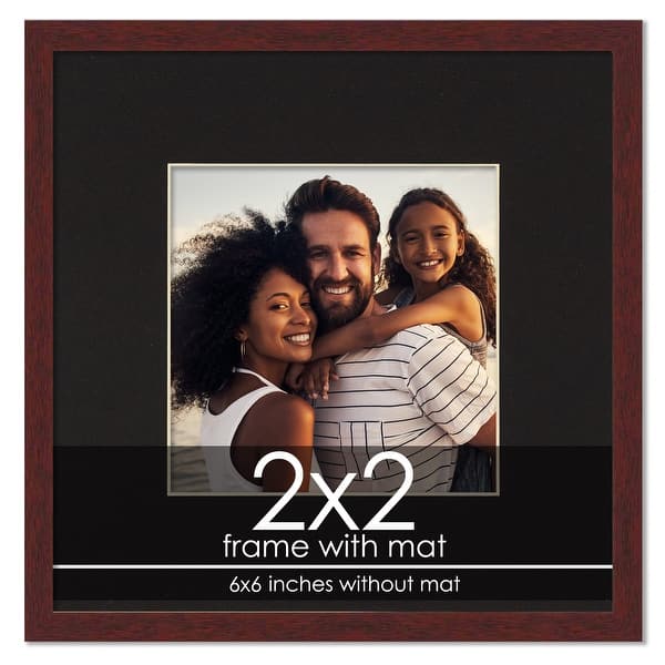 2x2 Frame with Mat - Brown 6x6 Frame Wood Made to Display Print or ...