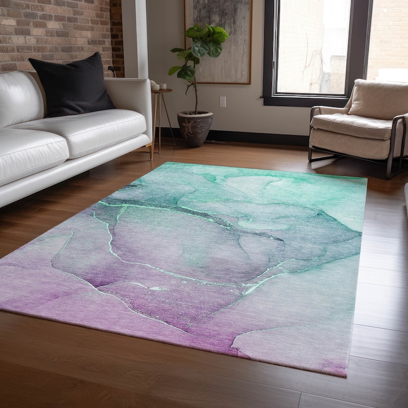 Machine Washable Indoor/ Outdoor Chantille Watercolor Rug - On Sale ...