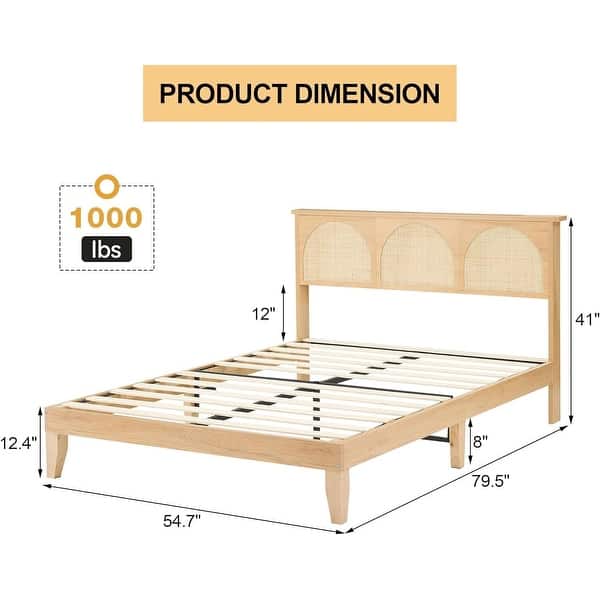 Bed Frame with Natural Rattan Headboard - Bed Bath & Beyond - 40272178
