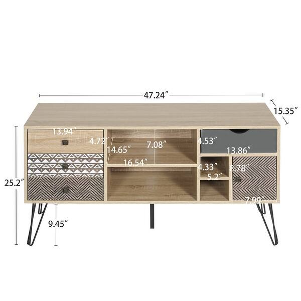 Natural TV Stand with U-shaped Triangle Supports Metal Feet - Bed Bath ...