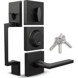 Mega Handles Black Entry Door Handleset - Single Cylinder Handleset ...