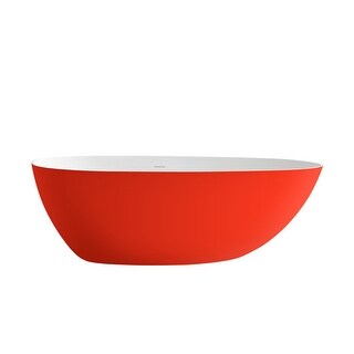 67" Inside White Outside Red Solid Surface Freestanding Bathtub - Bed ...