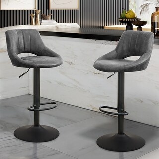 Bar Stools, Set of 2, Modern Retro PU Leather Bar Chairs, Adjustable ...