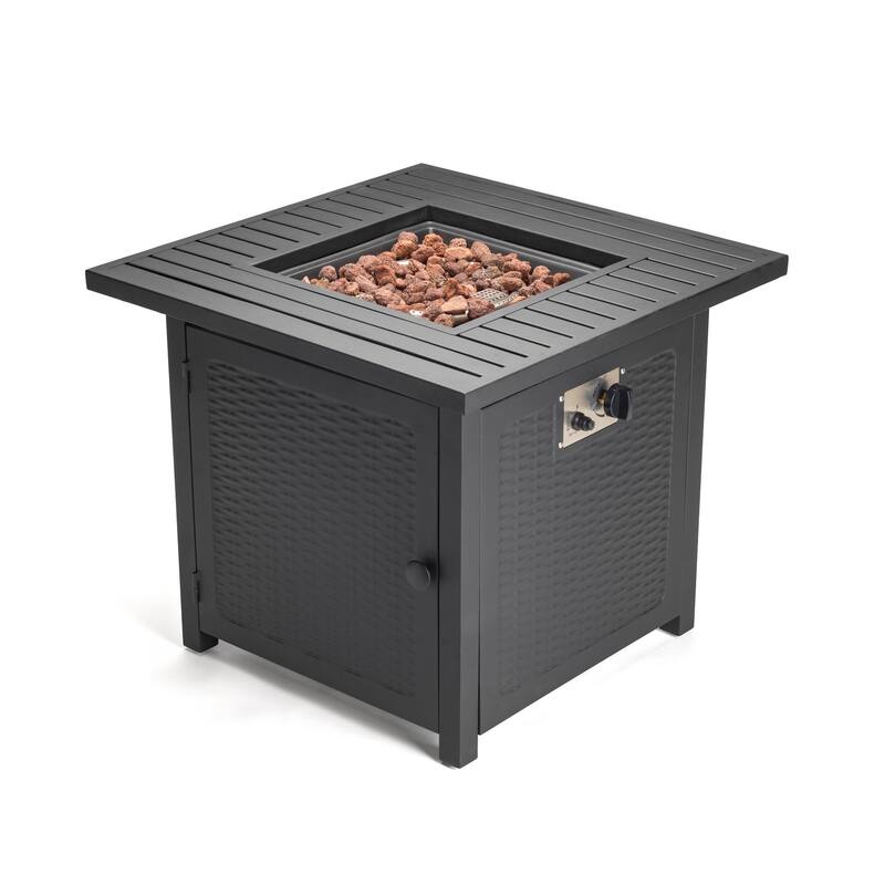 Luxury Living Furniture 28" Outdoor Propane Gas Fire Pit with Cover and ...