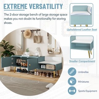 Tiffany Blue Shoe Storage Bench with Hidden Storage and Upholstered ...