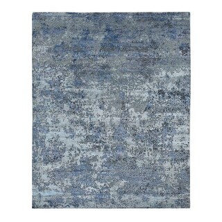 Shahbanu Rugs Battleship Gray, Hi-Low Pile, Modern Abstract Design ...