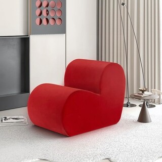 WOWMAX Single Sofa Chair, Red Heart Shaped Velvet Living Room Accent ...
