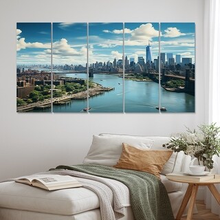 Designart "Cityscape Of Nyc Usa IV" Cityscapes Multipanel Wall Art ...