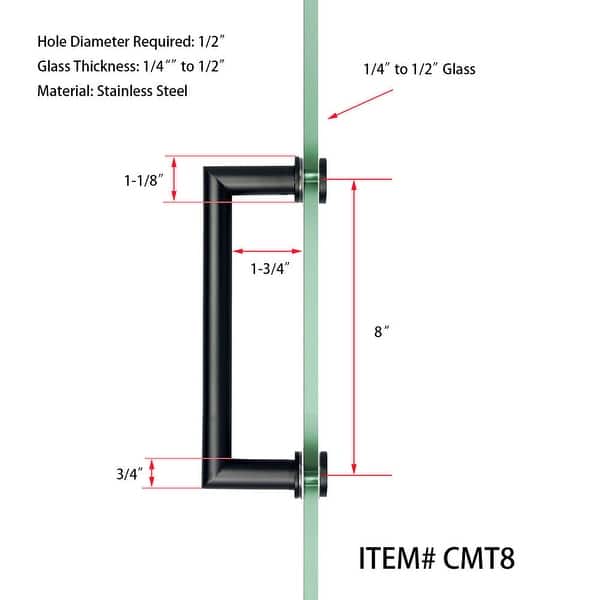 CEL 8" Mitered Corner Singled-Sided Pull Handle for Shower Door - Bed ...