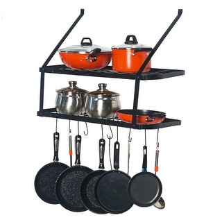 Pot Rack Wall Mounted Pan Hanging Racks 2 Tire (Black) - Bed Bath ...
