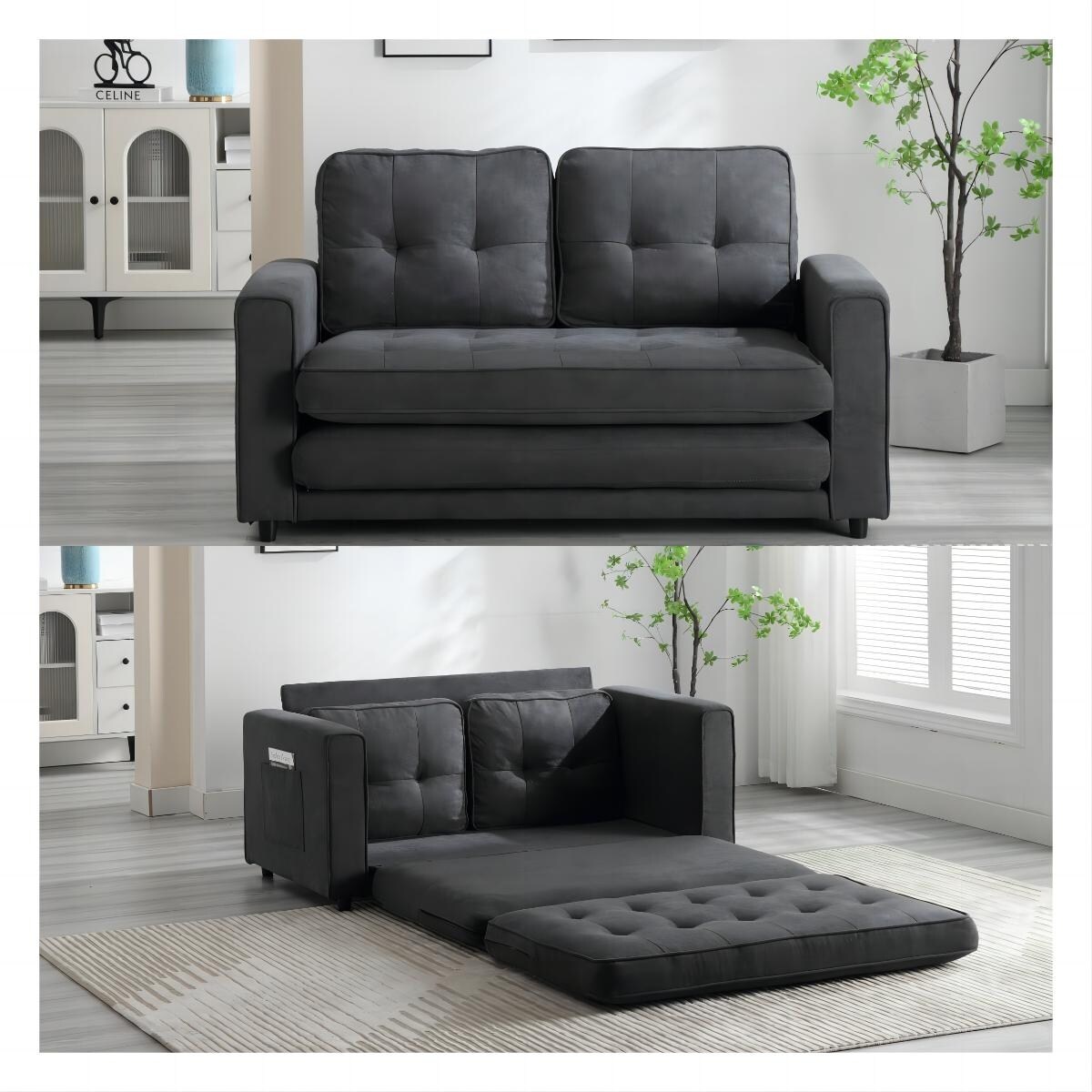3 Fold Sofa Convertible Futon Couch sleeper sofabed Space saving loveseat Pull Out Couch Bed for Living Room Bed Bath Beyond 42484086