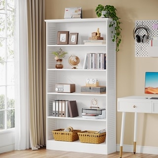 5-Tier Bookshelf White Bookcase for Living Room Home Office - Bed Bath ...