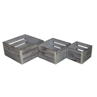 Cheungs White Wooden Square Storage with Corner Galvanized Accents ...