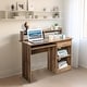 Brown P2 Chipboard Computer Desk with Drawer and Shelf Storage - Bed ...