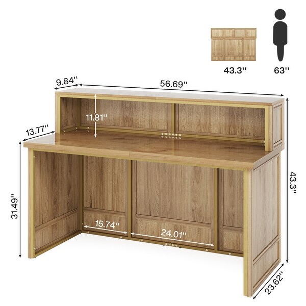 Boho 57 inche Reception Desk with Counter Front Desk Receptionist Desk for Office Retail Lobby Beauty Salon On Sale Bed Bath Beyond 40146399
