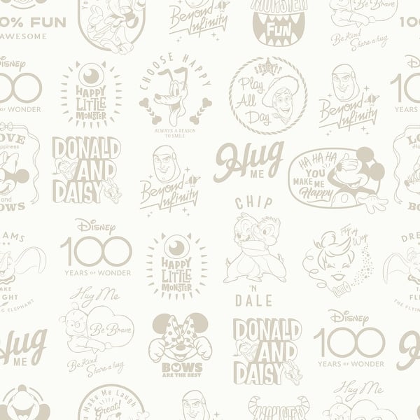 Disney 100th Anniversary Icons Beige Peel and Stick Wallpaper by ...