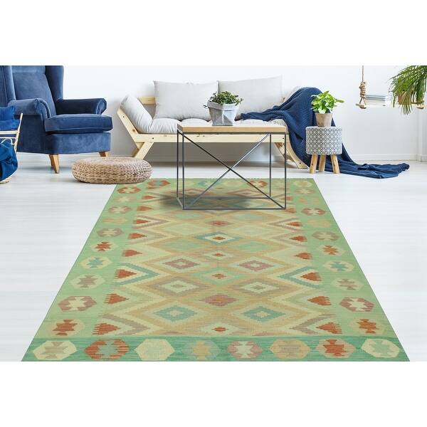 Sun Faded Flatweave Francesca Green/Orange Rug - 5'1" x 6'7" - Bed Bath ...