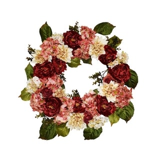 28" Peony/Dahlia/Hydrangea Wreath - Bed Bath & Beyond - 36343027