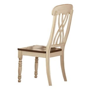 Traditional Style Dining Chair with Turned Legs, White and Brown - Bed ...