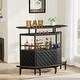 Bar Unit for Liquor, Corner Mini Bar Table with Wine Glass Holder for ...