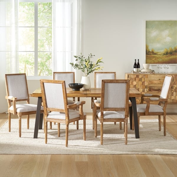 Ayers Fabric and Wood 7 Piece Dining Set by Christopher Knight Home ...