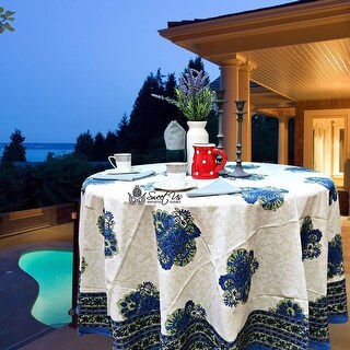Cotton Tuscan Style Floral Tablecloth Round - 88-in Round - Bed Bath ...