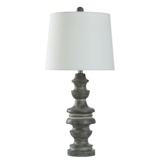 StyleCraft Arthur - Poly Resin Table Lamp - Bullwell Grey - White Shade ...