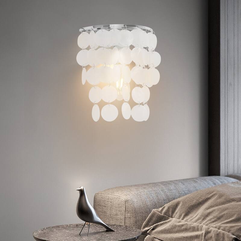 Capiz Shell Flush Mount Ceiling Light Coastal Seashell Sconce - 9.45 ...