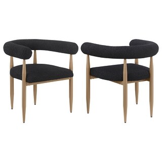 2pc Set Modern U-Shaped Backrest Arms Dining Armchairs Textured Boucle ...