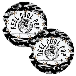 Reel Cool Pop Black and White Fishing Coasters for Car Cup Holders Set ...