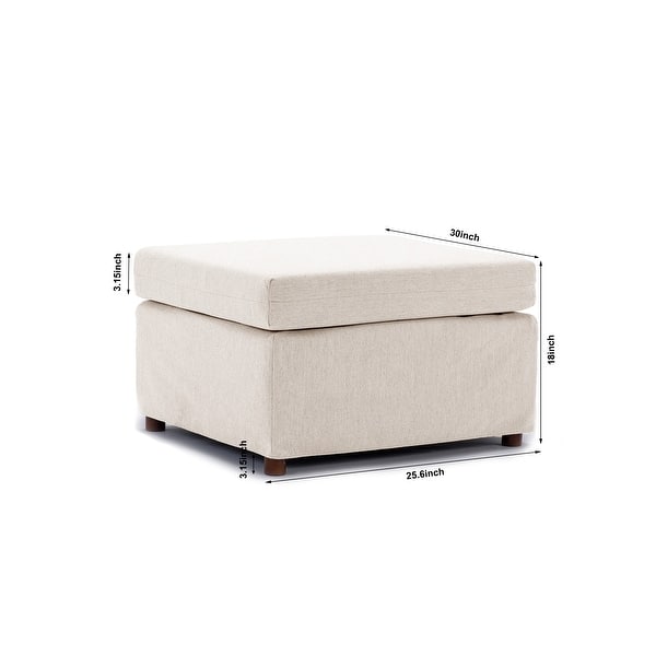 Single Seat Module Sectional Sofa Linen Fabric Couch with Ottoman ...