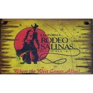 Cowboy Signs Wood Wall Hanging Rodeo Salinas Yellow Brown Red - Bed ...