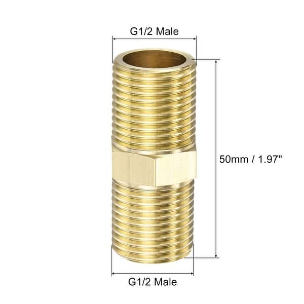 Brass Pipe Fitting G1/2 Male Thread Hex Connector Pipe Adapter - Bed ...
