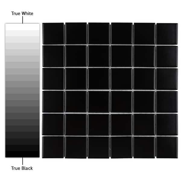 Merola Tile Metro Quad Matte Black 12" x 12" Porcelain Mosaic Tile ...