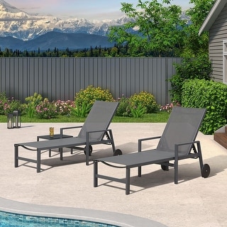 PURPLE LEAF 2 Pieces Outdoor Chaise Lounge Aluminum Patio Lounge Chair with Wheels and Armrests Outdoor Lounge Recliner Chair Bed Bath Beyond 38950658