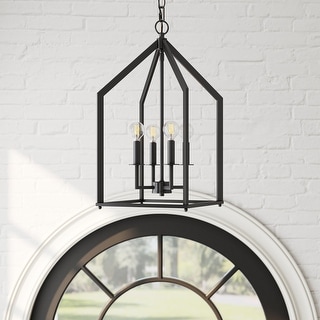 Nathan James Skye Farmhouse Ceiling Mount 4-Light Pendant Fixture with ...