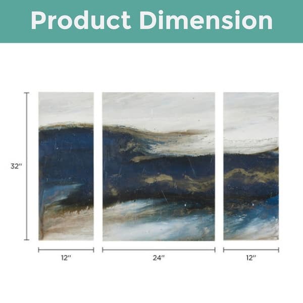 3-piece canvas wall art set blue rolling waves triptych cotton - Bed ...