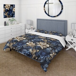 Designart "Cobalt Blue Brocade Victorian Pattern V" Cottage Bedding Set ...