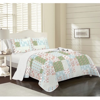 Juliette Patchwork Boho Farmhouse Lightweight Bedding Quilt Set - Bed ...