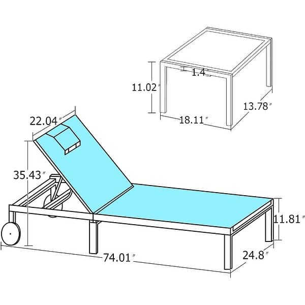 PURPLE LEAF Outdoor Tanning Lounge Chair Set with Face Hole Adjustable ...