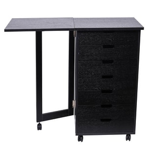 Wood Filing Cabinet Office Desk with 7 Drawer Gate Leg Roll Cart - Bed ...