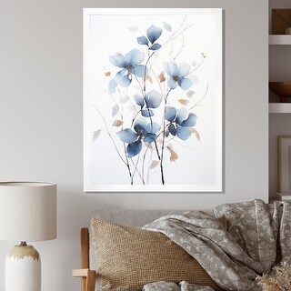 Designart "Tender Ginko Leaves in Shades Of Blue Watercolor I" Leaves ...