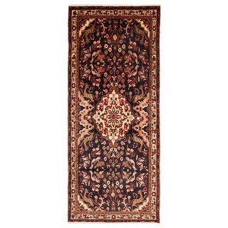 ECARPETGALLERY Hand-knotted Anadol Navy Wool Rug - 4'1 x 9'6 - Bed Bath ...