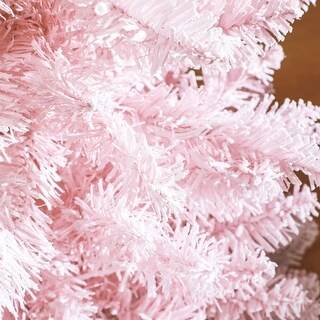 Pre-Lit Flocked Artificial Christmas Tree with Warm White LED Lights ...