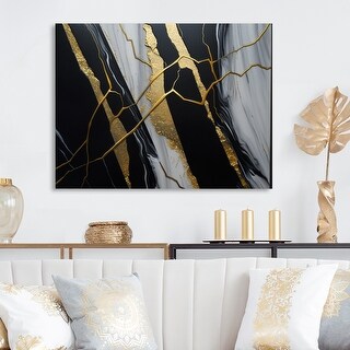 Designart 'Abstract Geode Black II' Abstract Marble Metal Wall Art - Bed Bath & Beyond - 37856548