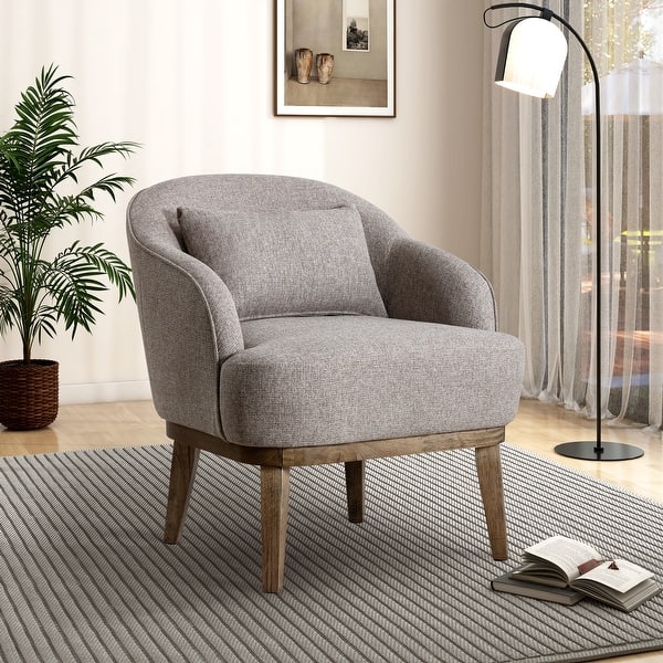 Mid-Century Linen Accent Chair Living Room Armchair With Pillow - Bed Bath & Beyond - 39502542