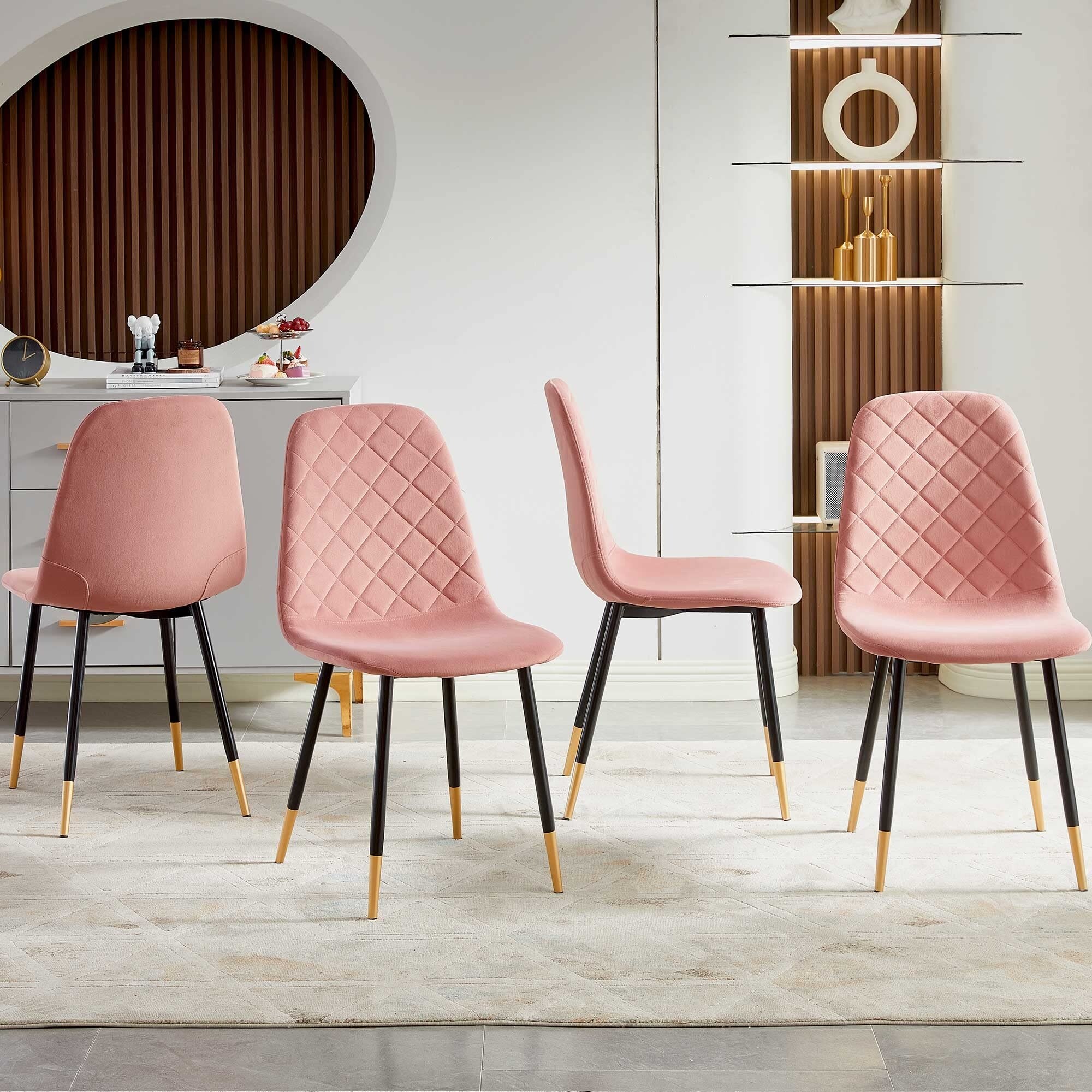 Blush pink velvet dining chairs store