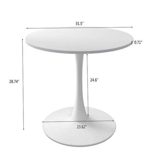 White Modern Round Dining Table with Round MDF Table Top - Bed Bath ...
