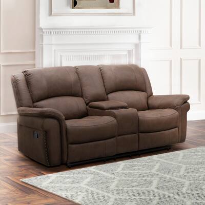 Abbyson Thompson Fabric Manual Reclining Console Loveseat - Overstock ...